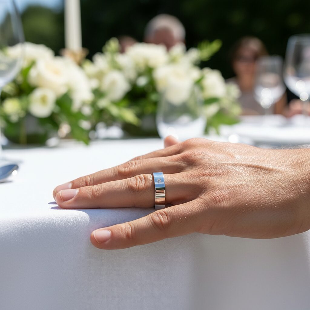 Clean and Simple Platinum Diamond Mens Wedding Ring